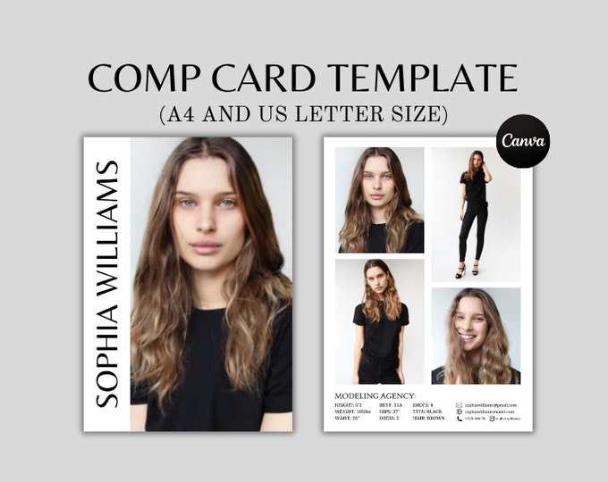 Modeling Comp Card Template, Canva Template, Fashion Model Zed Card ...
