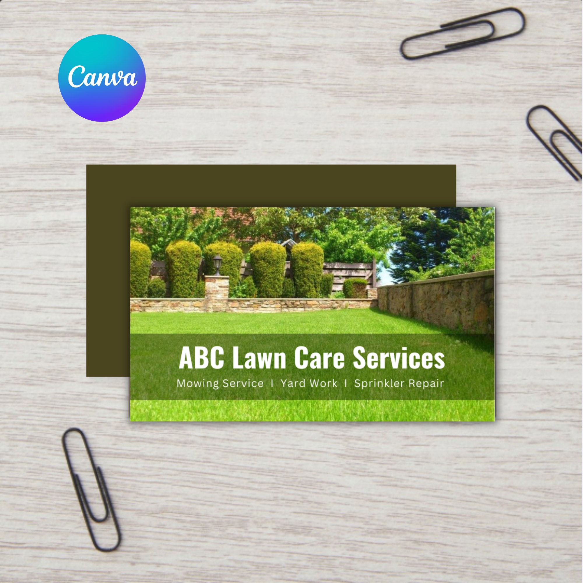 Yard Lawn Care Gardening Landscaping Canva Business Card Template ...