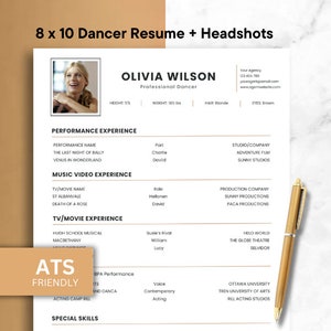 Dance Audition Canva Resume Template Dancer Headshot Cover Letter ...