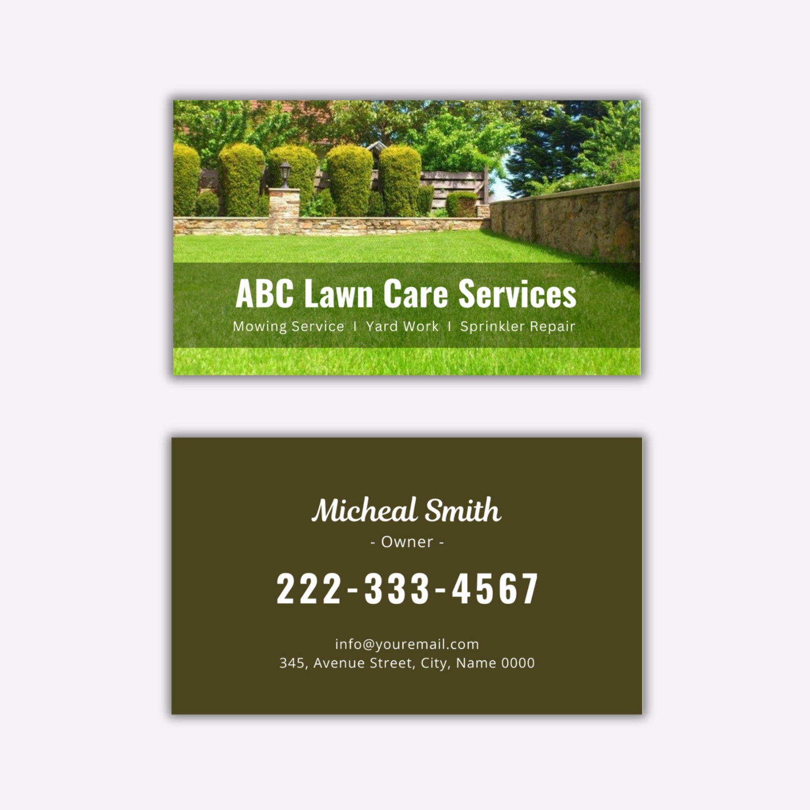 Yard Lawn Care Gardening Landscaping Canva Business Card Template ...
