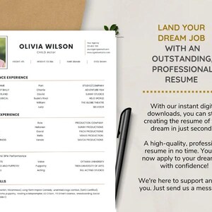 Child Actor Canva Resume Template With Photo Ats Friendly Child Model ...