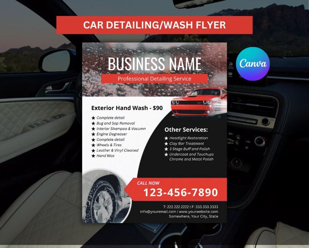 Car Wash Flyer Car Detailing Editable Poster Canva Flyer Template ...