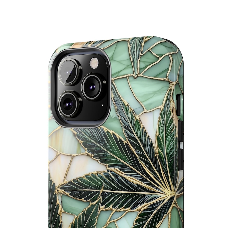 Stained Glass Cannabis Leaf Phone Case Art Deco Weed Pot Marijuana ...