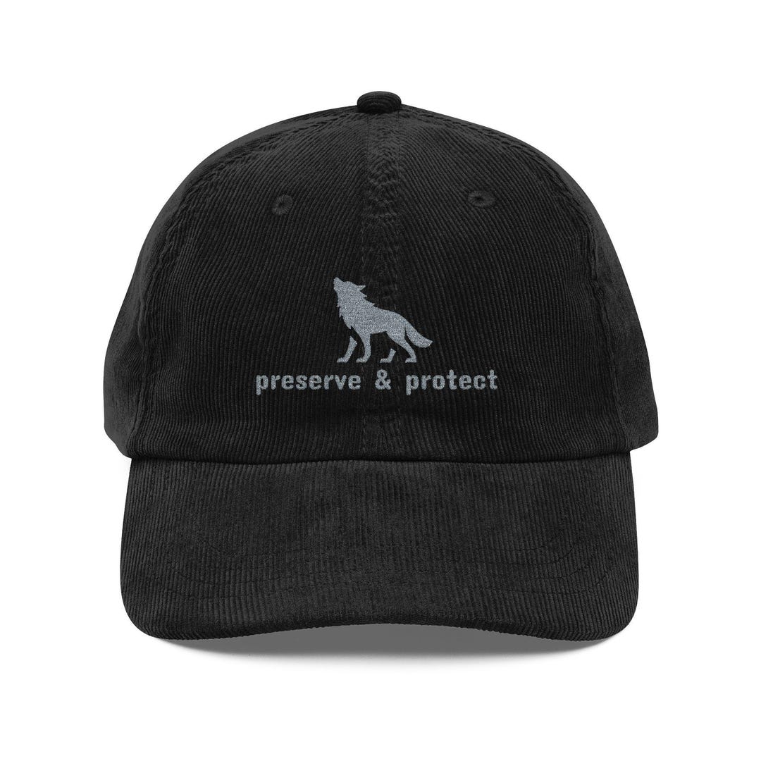 Wolf Preserve & Protect Corduroy Cap Embroidered Baseball Hat Wolf ...