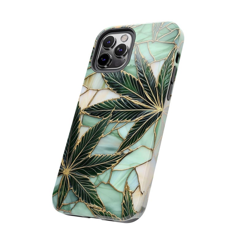 Stained Glass Cannabis Leaf Phone Case Art Deco Weed Pot Marijuana ...