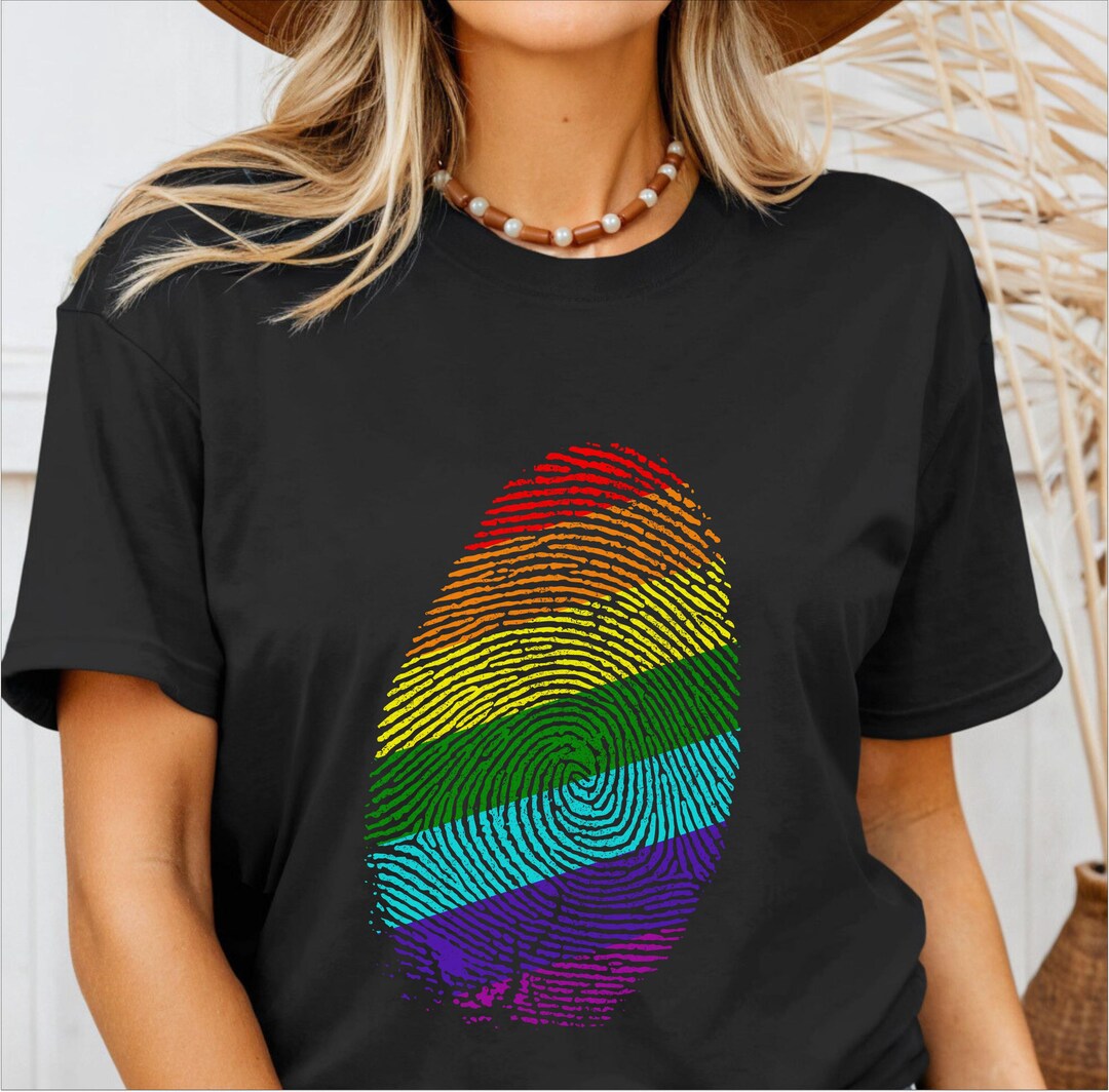 LGBTQ Fingerprint Shirt Rainbow Flag Gay Pride Month Tshirt LGBTQ+ Tee ...