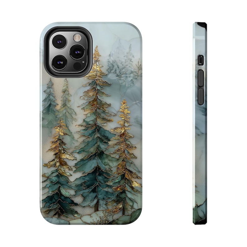 Stained Glass Pine Trees Phone Case Artful Trendy Snowy Winter ...