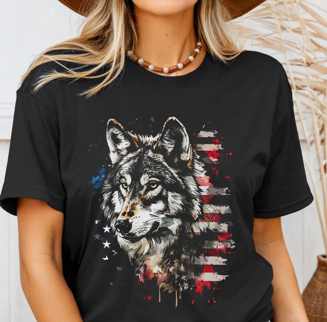 Patriotic Wolf Shirt American Flag Wolf T-shirt Wolf Lover Gifts Animal ...