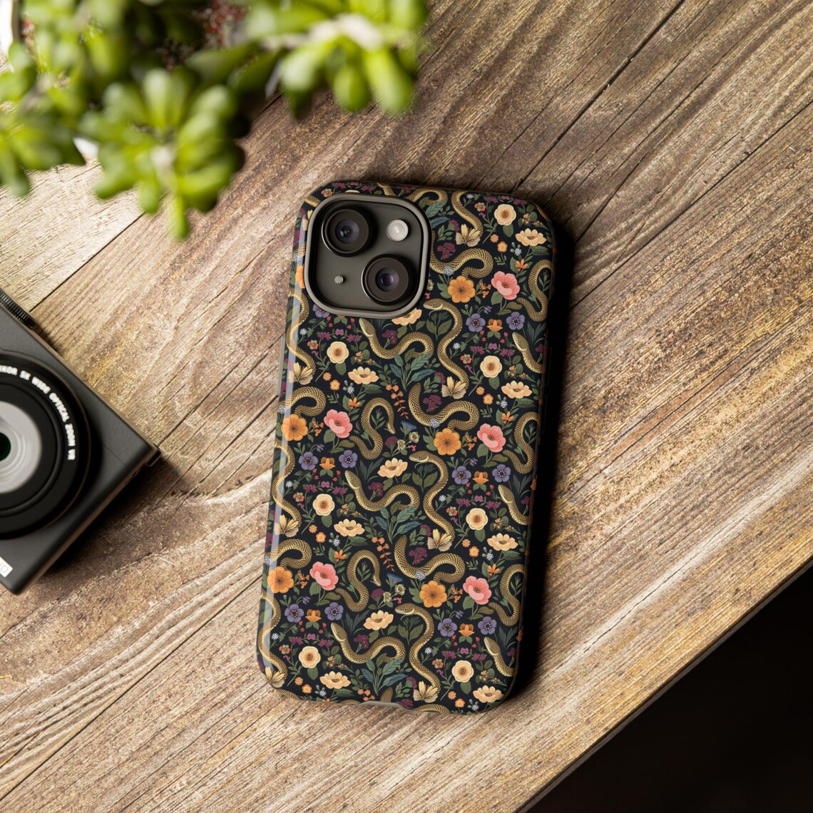 Snake Phone Case Vintage Wild Flower Floral Pattern Reptile Lover Gift ...