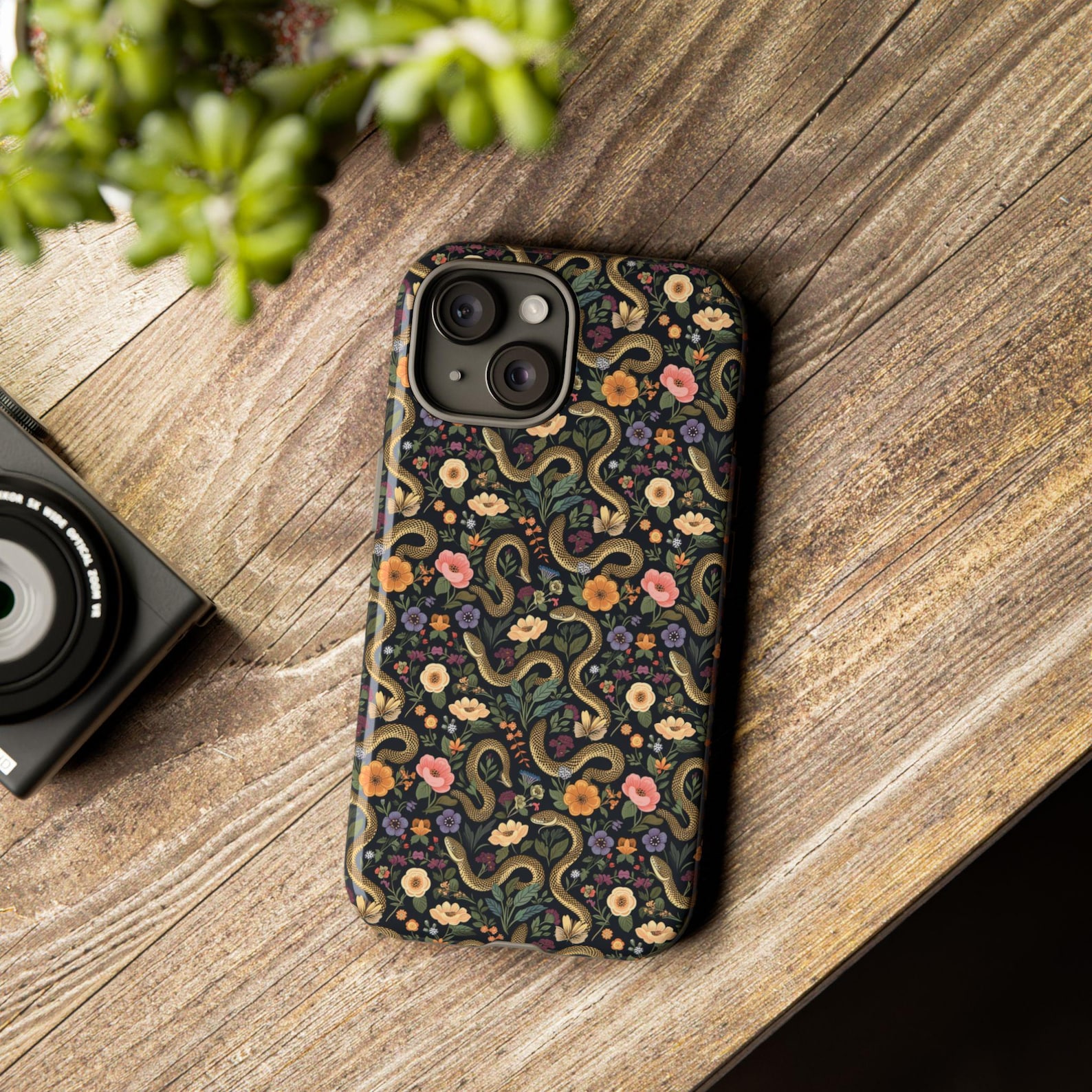 Snake Phone Case Vintage Wild Flower Floral Pattern Reptile Lover Gift ...