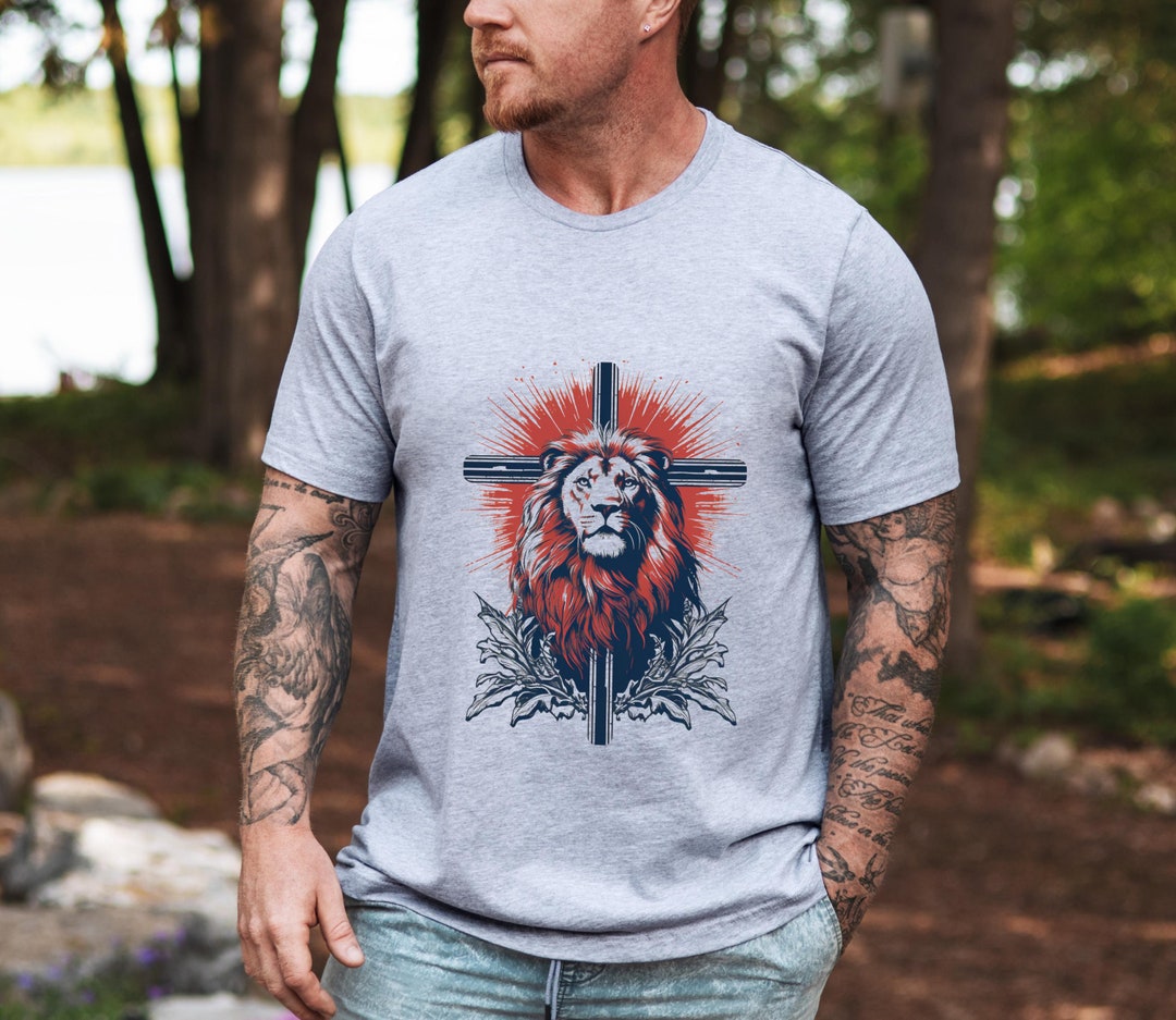 Lion Christian Cross Shirt Lion of Judah Tshirt Faithful Bible Verse ...