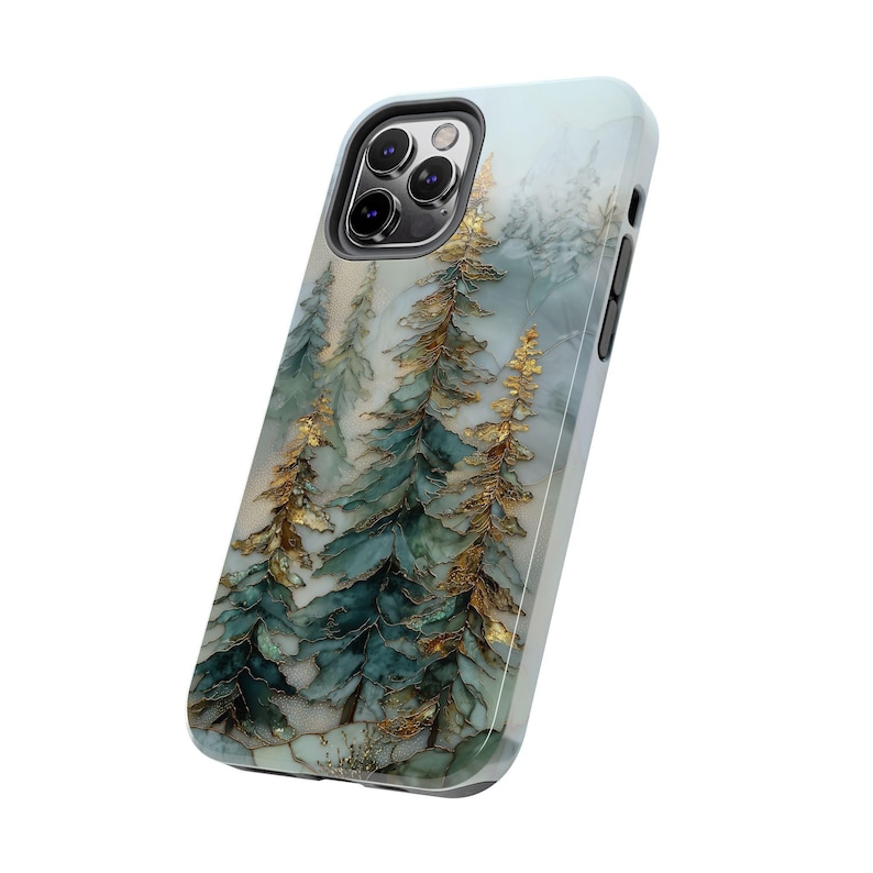 Stained Glass Pine Trees Phone Case Artful Trendy Snowy Winter ...
