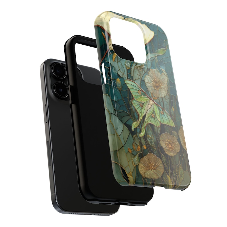 Stained Glass Wildflower Luna Moth Phone Case Mosaic Wild Flower Floral ...