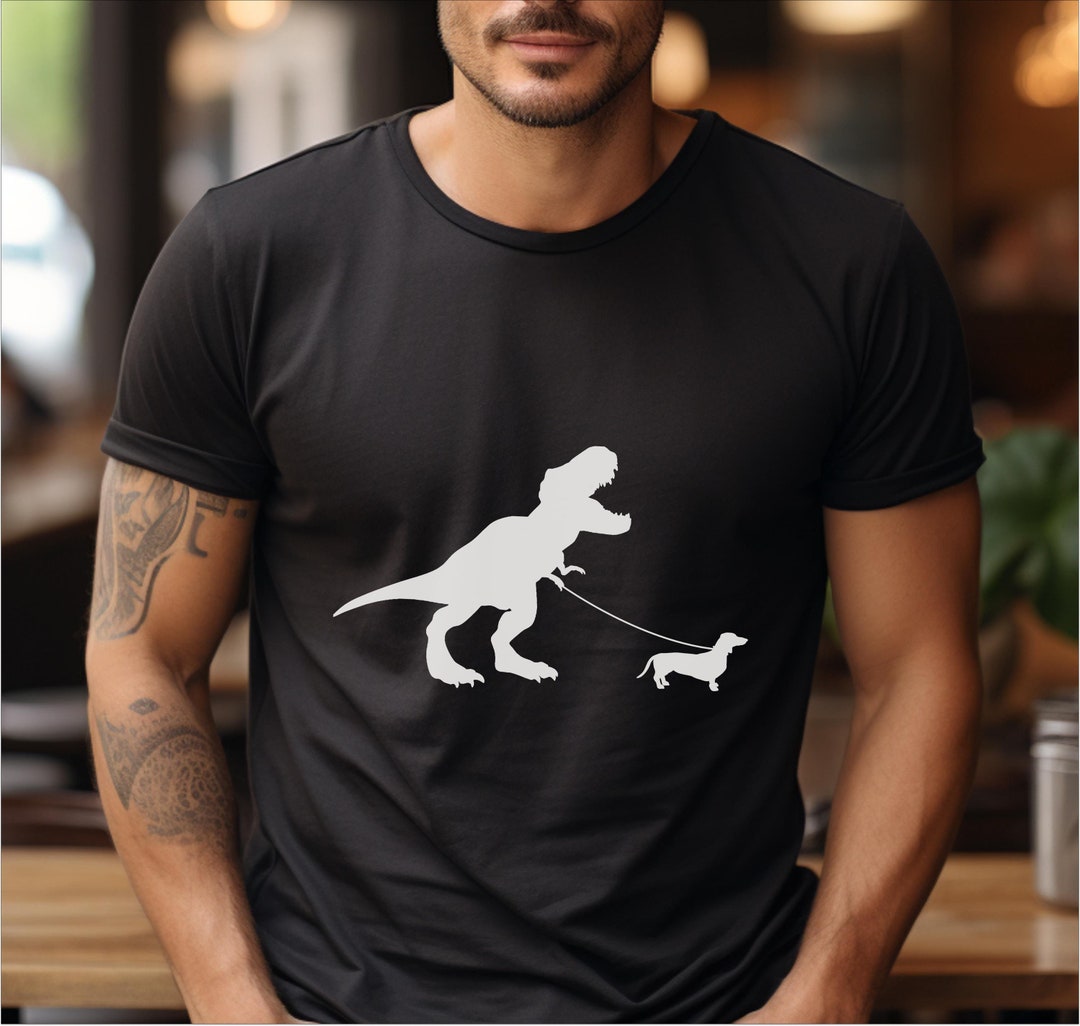 T-rex Walking Dachshund Shirt Funny Dinosaur Wiener Dog Tshirt Dog Mom ...