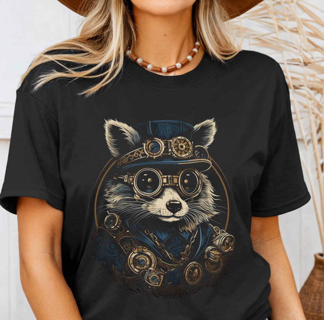 Steampunk Raccoon T-shirt Funny Raccoon Lover Shirt Vintage Raccoon Tee ...