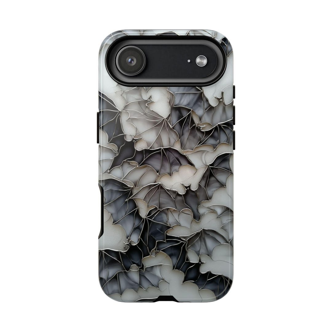 Halloween Bat Pattern Stained Glass Style Phone Case for iPhone 13 14 ...
