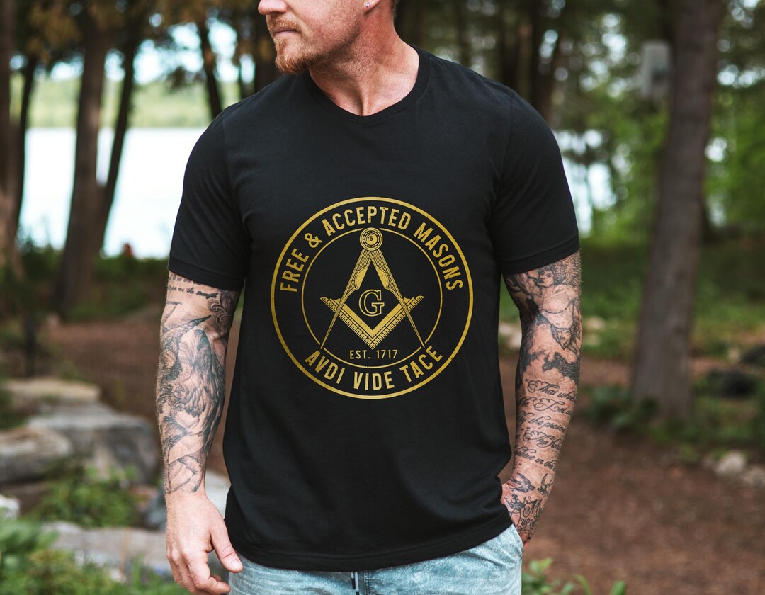 Mason Masonic Shirt Avdi Vide Tace Square & Compass Symbol Tshirt ...