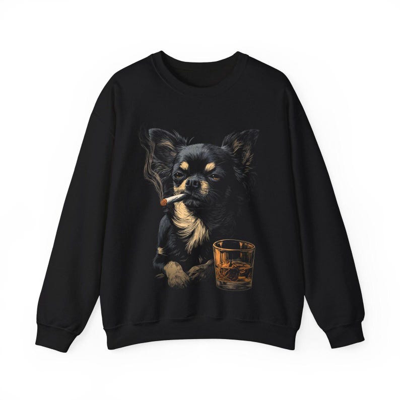 Chihuahua Smoking Cigarette Sweatshirt Funny Dog Sweater Chihuahua Mom ...