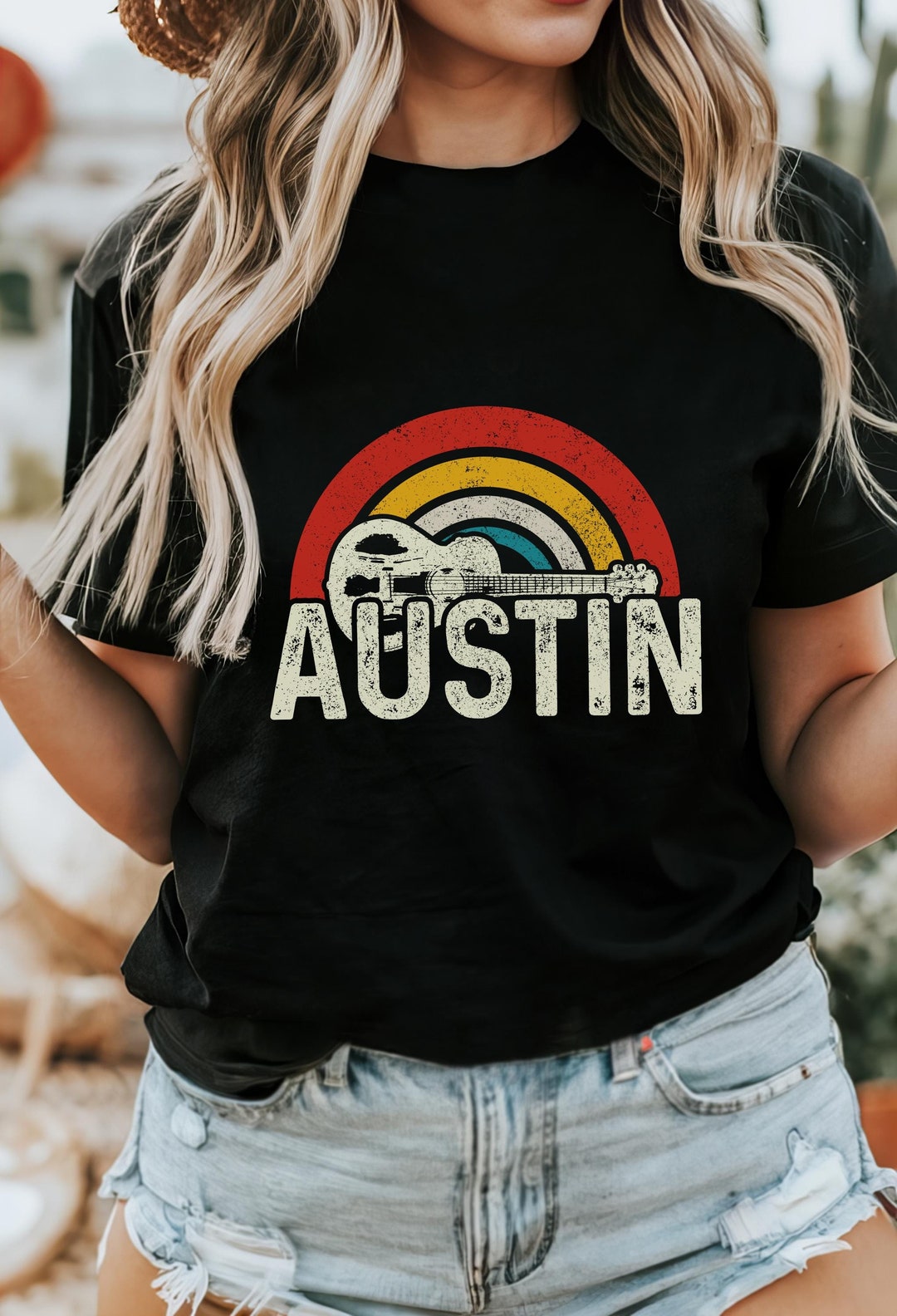 Austin Texas Shirt Guitar Player Vintage Retro Folk Country Music ...