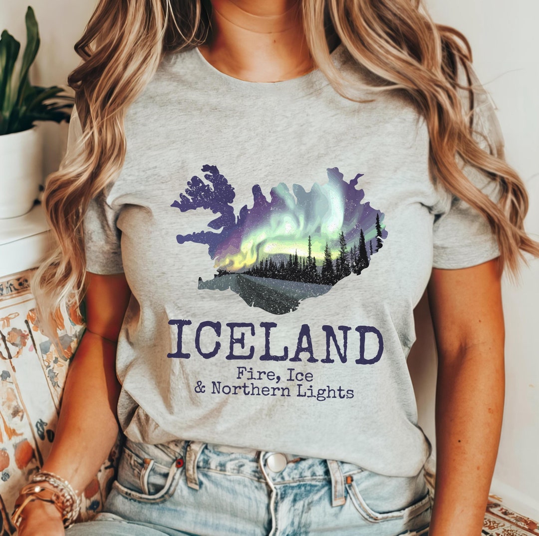 Iceland Shirt Icelandic Souvenirs Northern Lights Aurora Tshirt ...