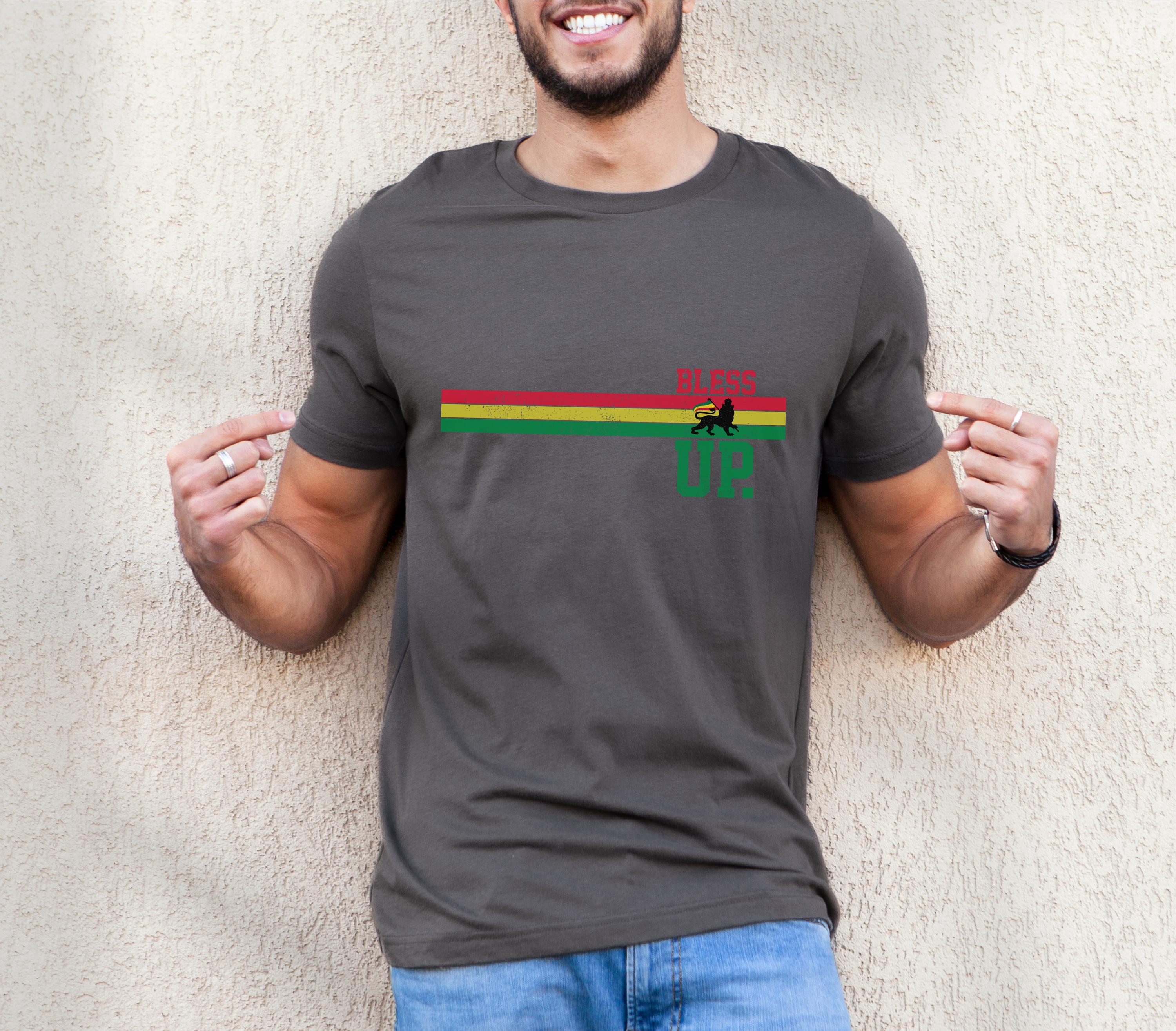 Reggae T-shirt Bless up Reggae Music Shirt Lion of Judah Reggaeton Dub ...