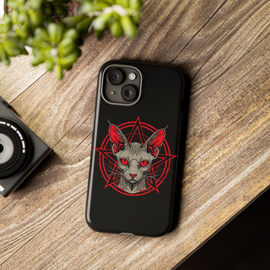 Satanic Sphynx Cat Phone Case Pentagram Satanist Sphynx Cat Lover Gift ...