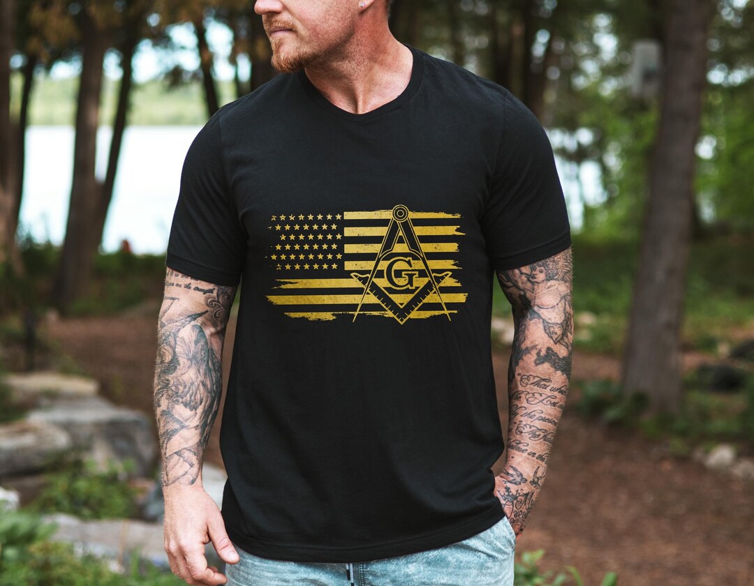 Patriotic Mason Masonic Shirt American Flag Square & Compass Symbol ...