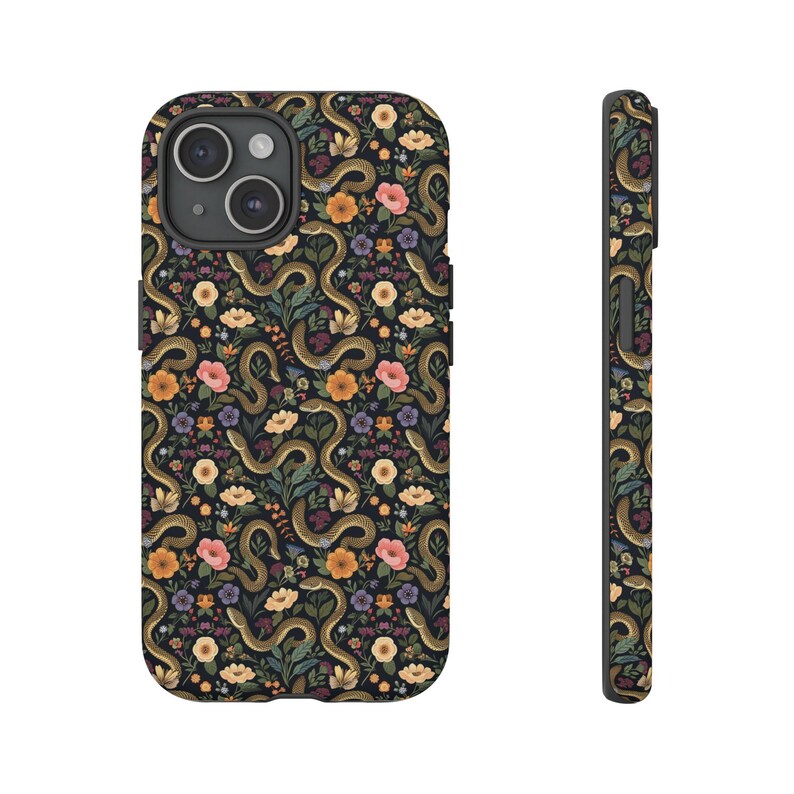 Snake Phone Case Vintage Wild Flower Floral Pattern Reptile Lover Gift ...