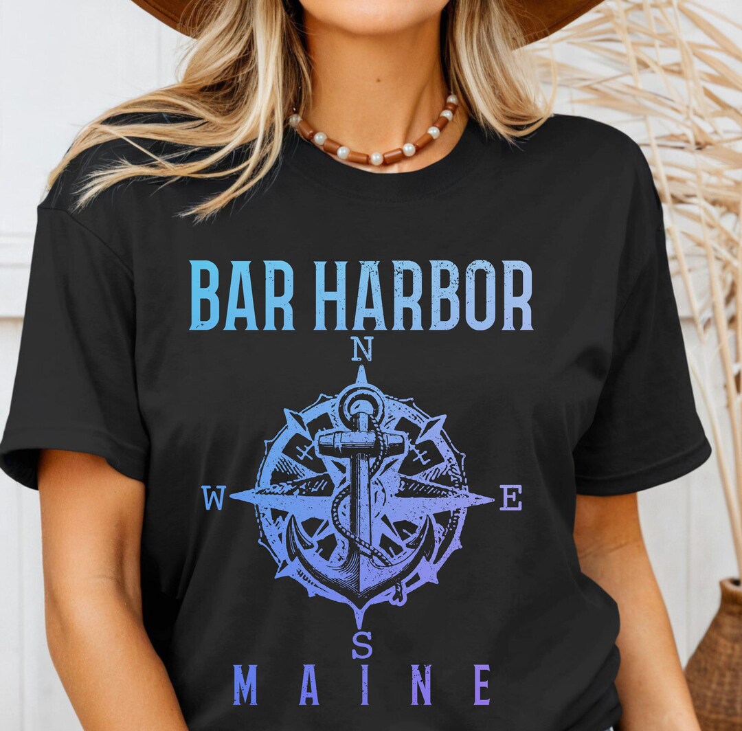 Bar Harbor Maine Shirt Vintage Anchor Nautical Bar Harbor Maine T-shirt ...