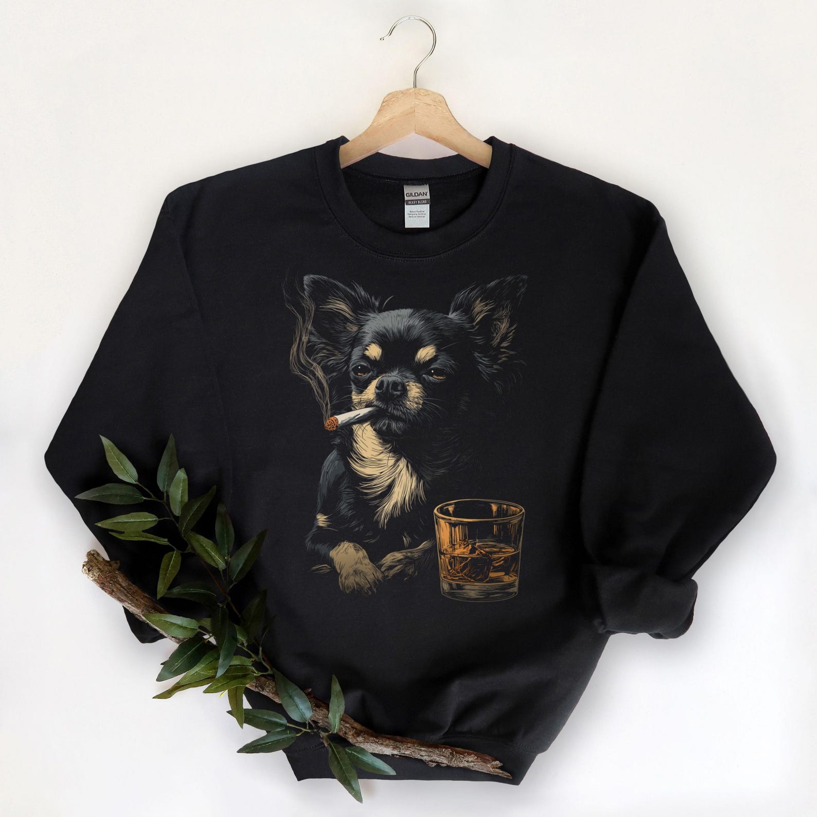 Chihuahua Smoking Cigarette Sweatshirt Funny Dog Sweater Chihuahua Mom ...