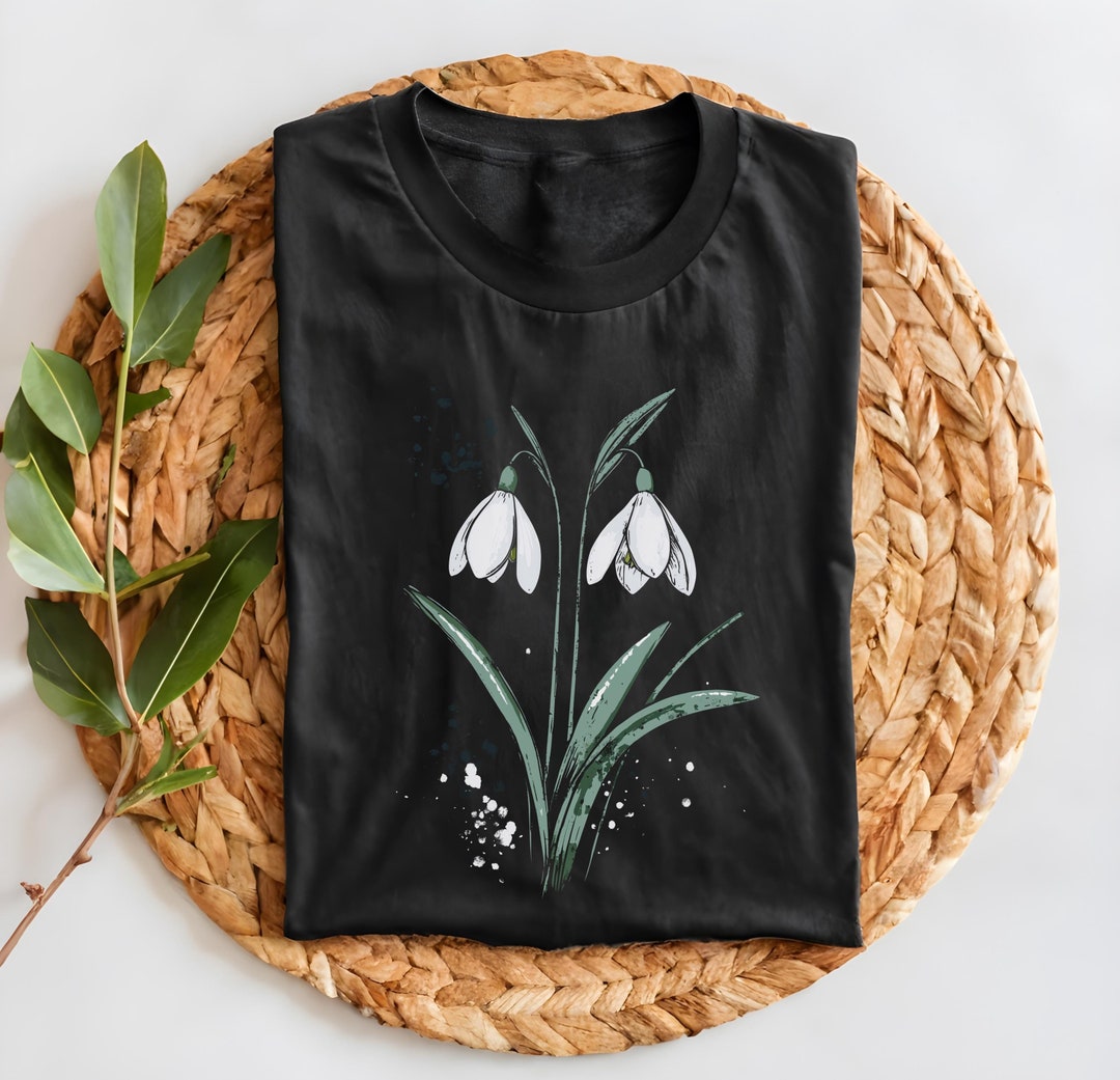 Snowdrop Birth Flower Shirt January Birth Flower Tshirt Floral ...