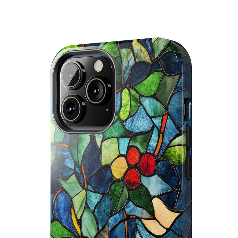 Holly Birth Flower Stained Glass Phone Case December Floral Mosaic ...