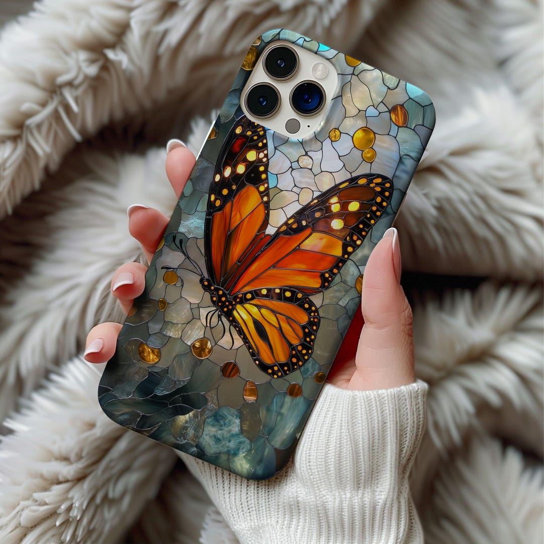 Monarch Butterfly Stained Glass Phone Case Artful Vintage Butterfly ...