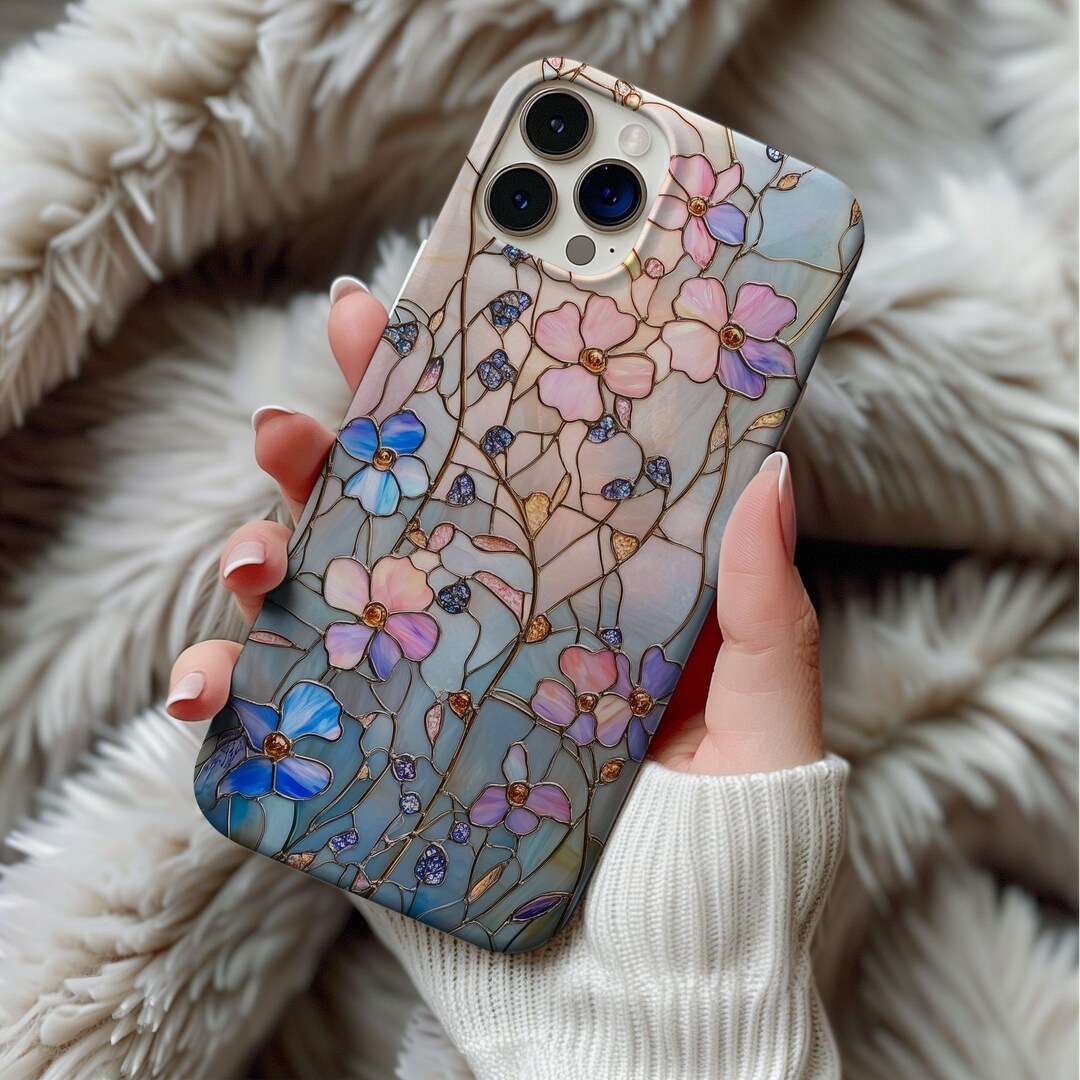 Stained Glass Wildflower Phone Case Art Deco Wild Flower Floral Artful Trendy Vintage Case Gift ...