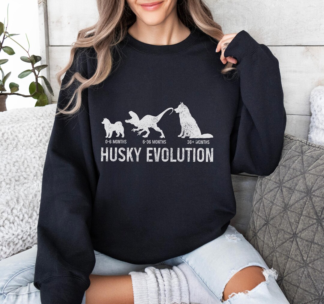 Husky Evolution Dog Sweatshirt Funny Dog Sweater Siberian Husky Mom ...