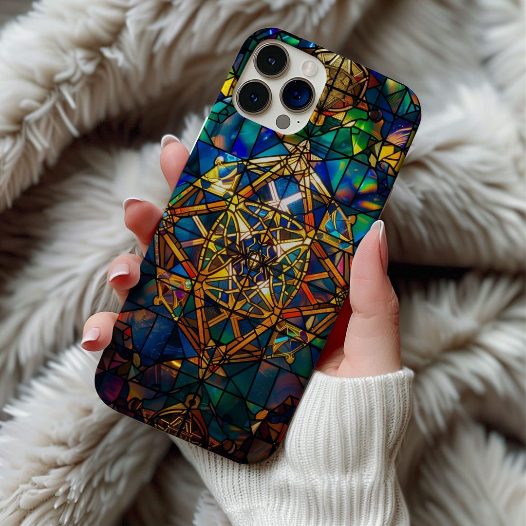 Sacred Geometry Metatron Cube Phone Case Stained Glass Style iPhone 13 ...