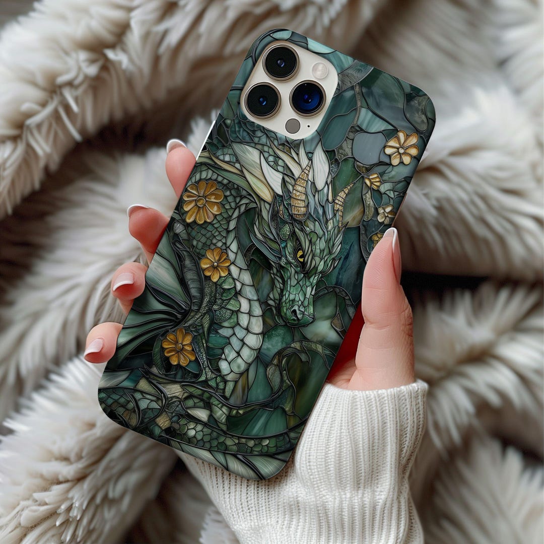 Dragon Stained Glass Phone Case Artful Aesthetic Fantasy Case Dark ...