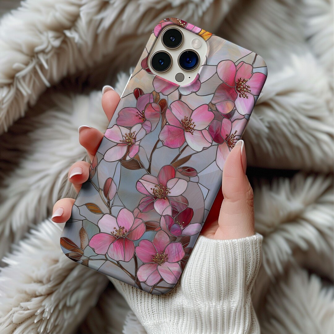 Sakura Flower Stained Glass Phone Case Pink Cherry Wildflower Floral ...