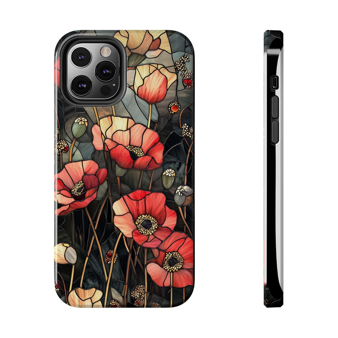 Poppy Flower Stained Glass Phone Case Red Poppies Wildflower Floral ...