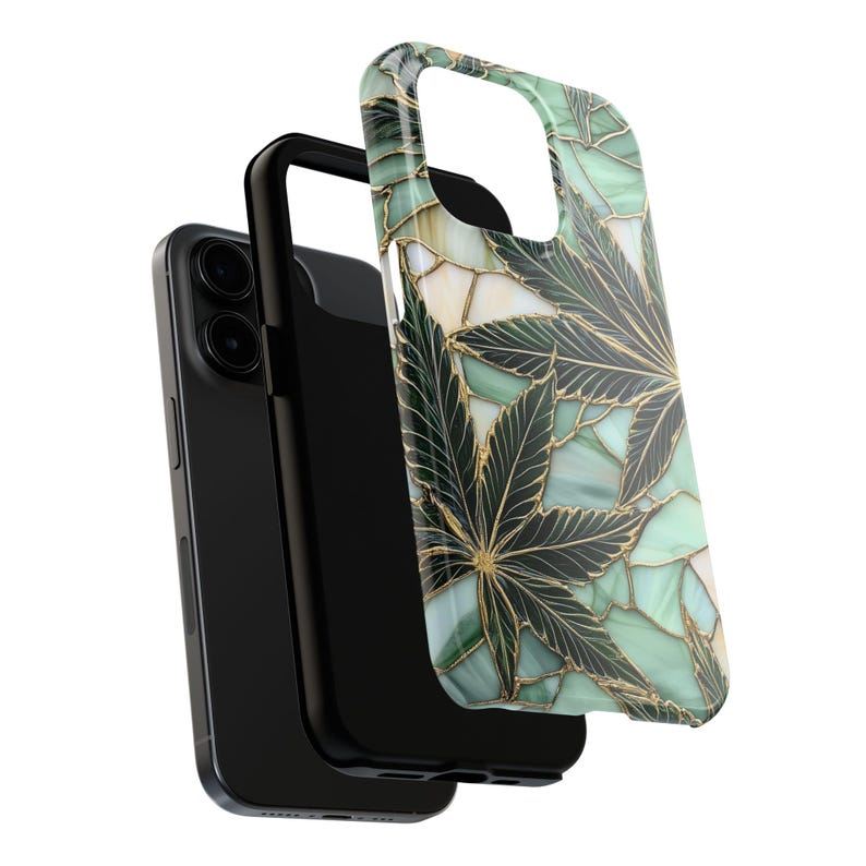 Stained Glass Cannabis Leaf Phone Case Art Deco Weed Pot Marijuana ...