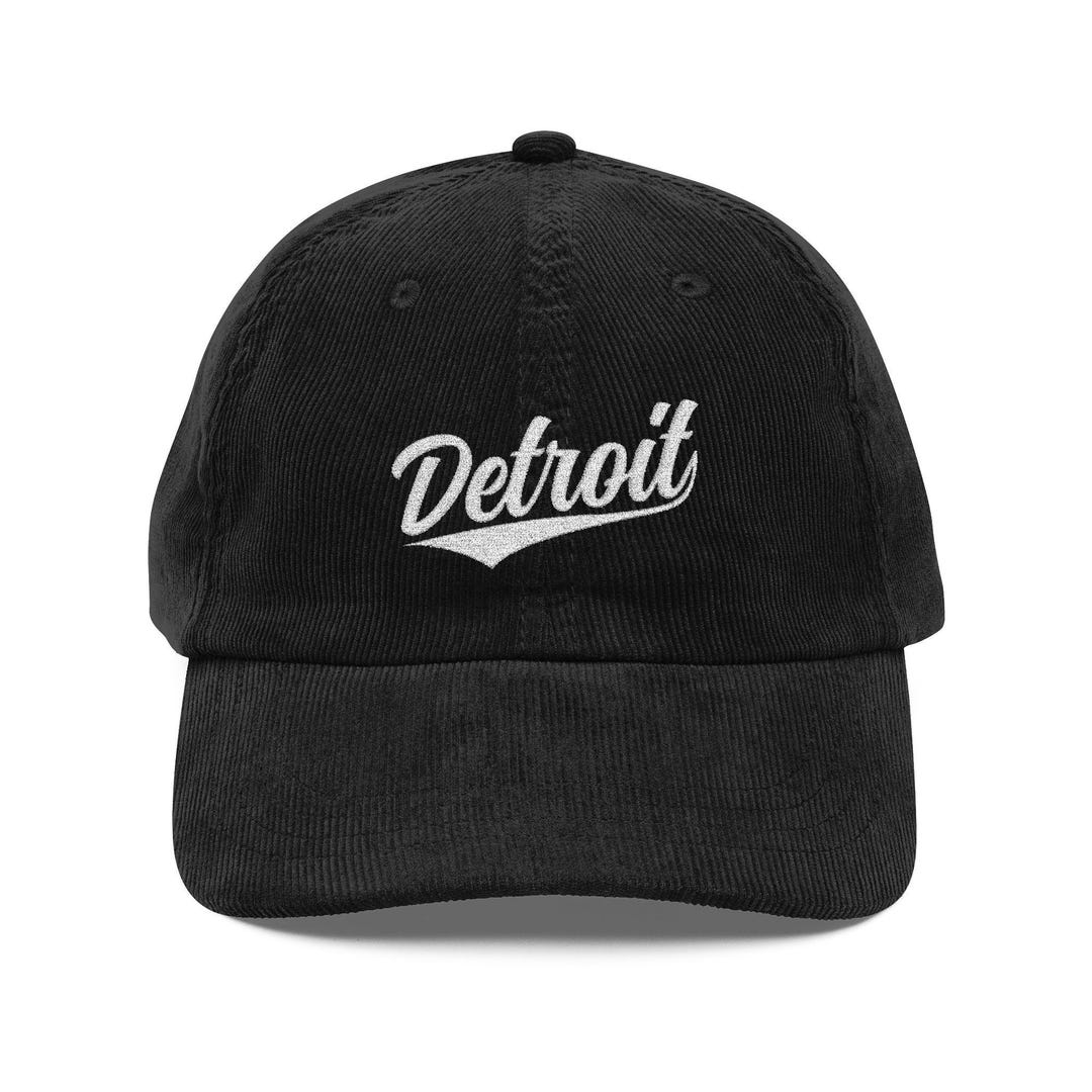 Detroit Corduroy Cap Embroidered Detroit Baseball Hat Embroidery Retro ...