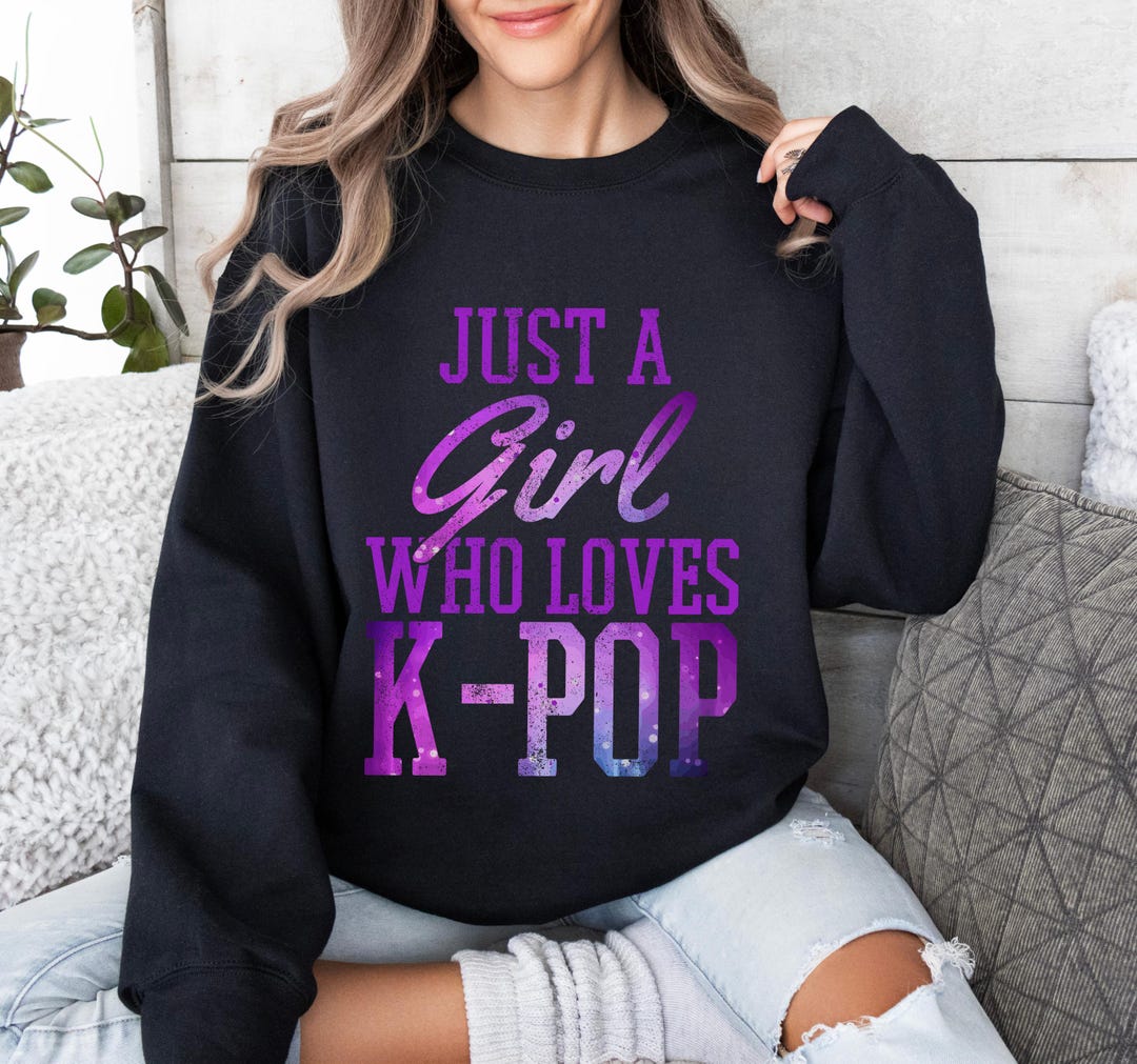 Kpop Sweatshirt Girl Who Loves K-pop Sweater Finger Heart Korean Pop ...