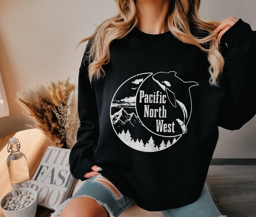 PNW Sweater Orca Whale Pacific Northwest Sweatshirt Nature Lover ...