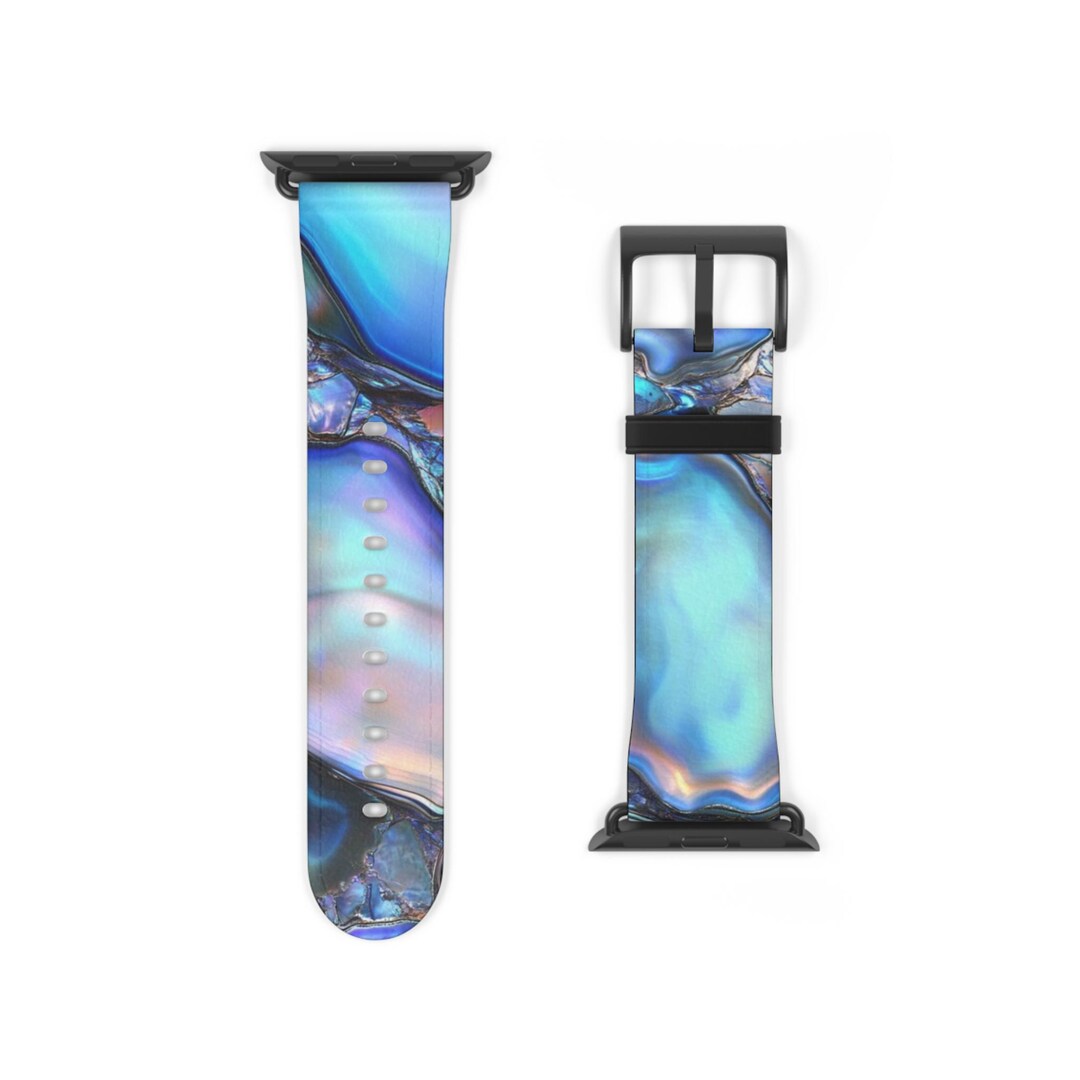 Abalone Sea Shell Apple Watch Band Stained Glass Vegan Faux Leather ...