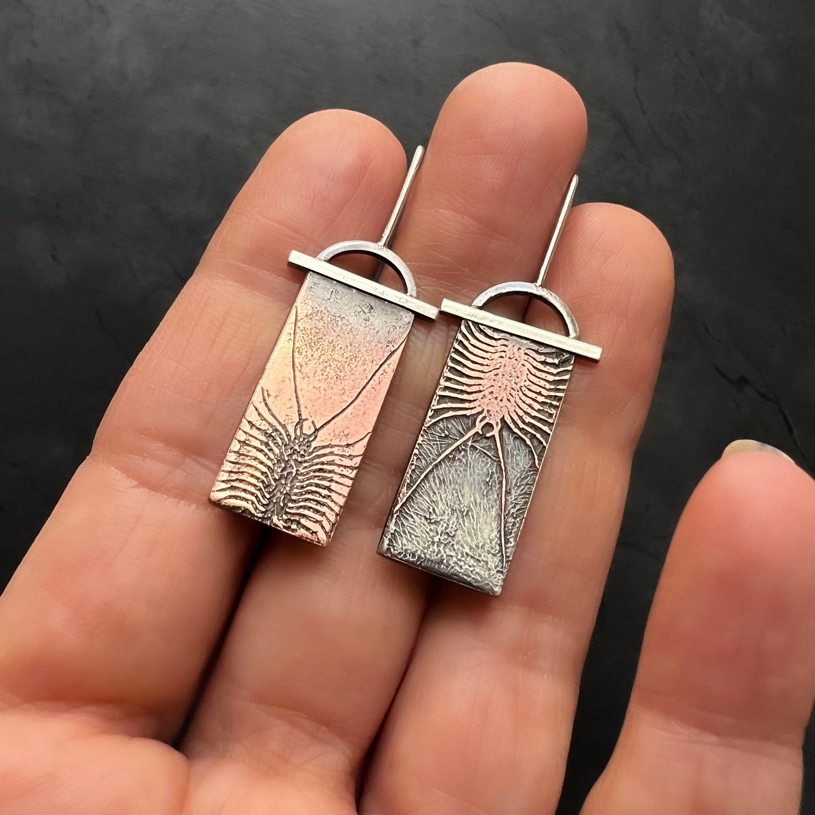 Handmade Insect Jewelry House Centipede Earrings in Copper & - Etsy