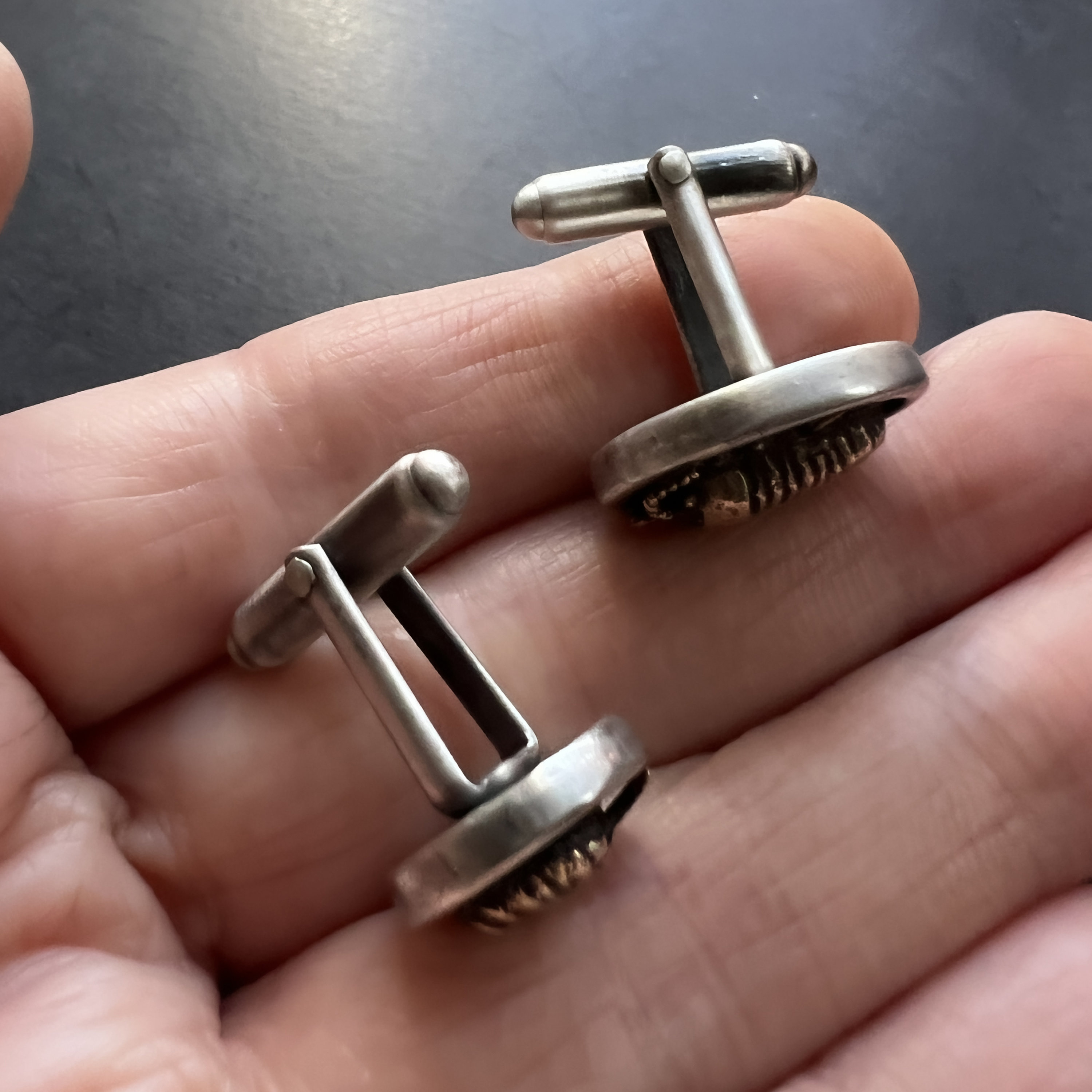 Pair of Mismatched Sterling Silver Cufflinks With Brass Isopods ...