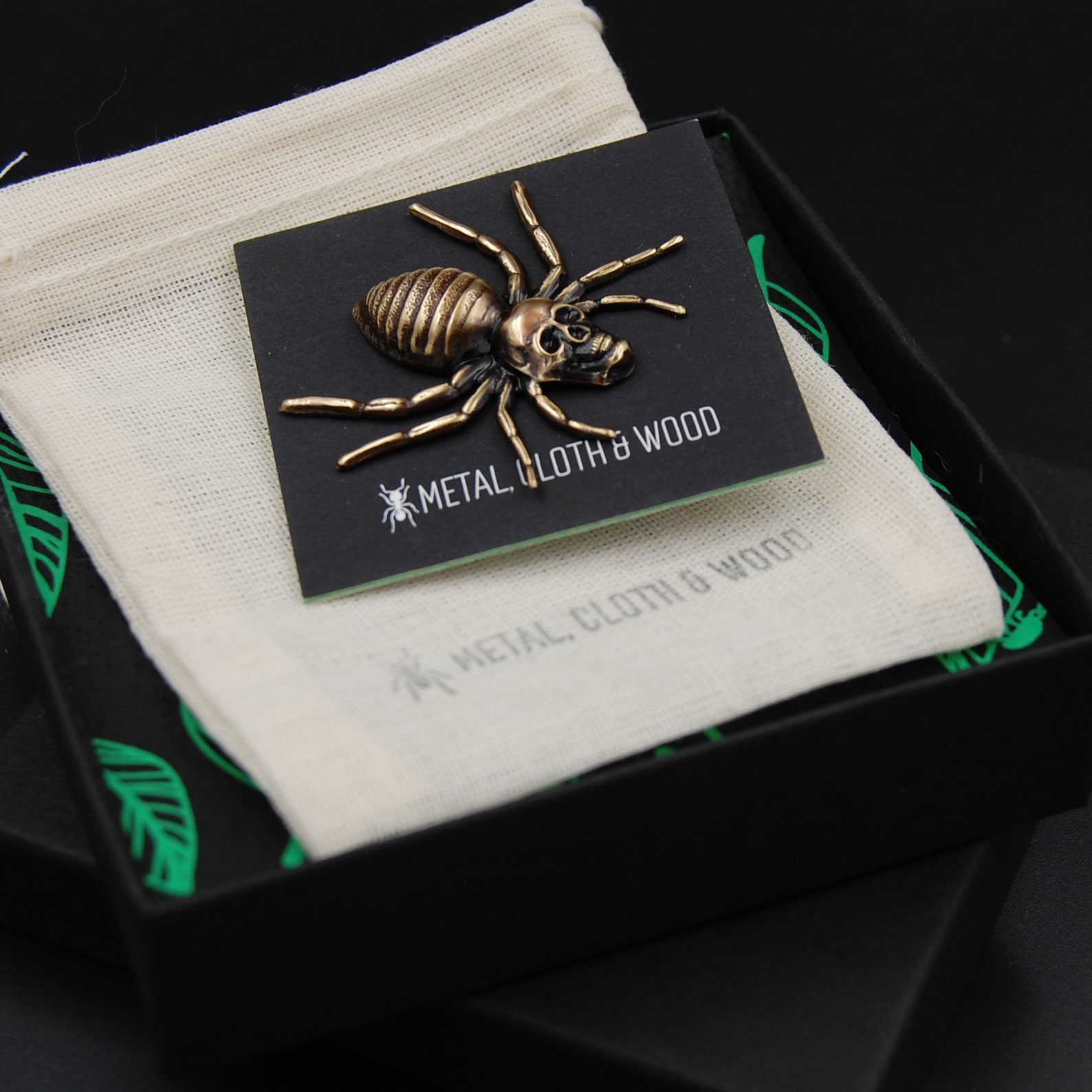 Handmade Spooky Spider Pin With Human Skull, Unique Brooch Perfect for ...