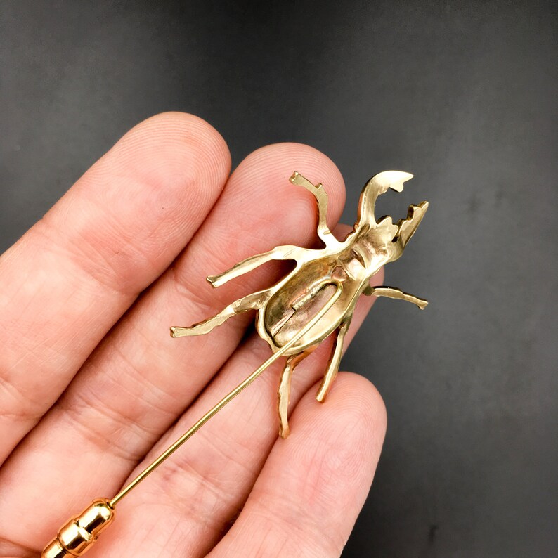 Gold Stag Beetle Stick Pin – Vintage Style Brass Lapel Pin - Etsy