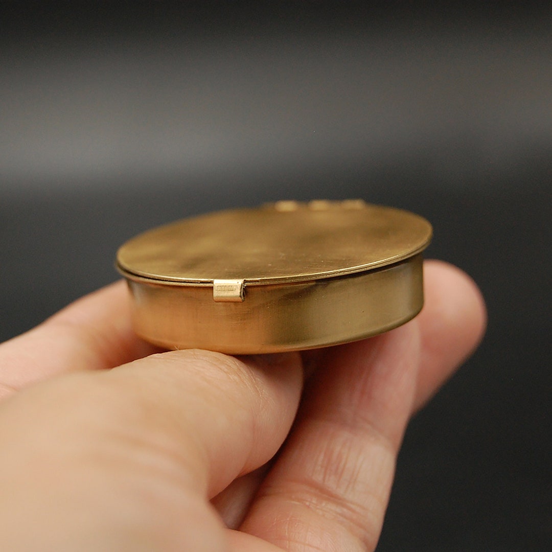 Clean and Simple Small 1.6" Round Brass Pill or Trinket Box — Perfect ...
