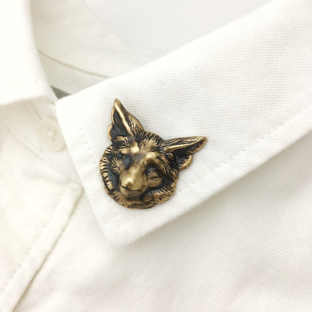 Gold Brass Fox Pin, Fox Jewelry, Fox Jewellery, Fox Brooch, Animal ...